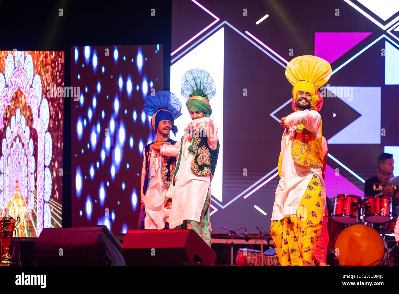 Group of punjabi artists from punjab performing bhangra dance in ...