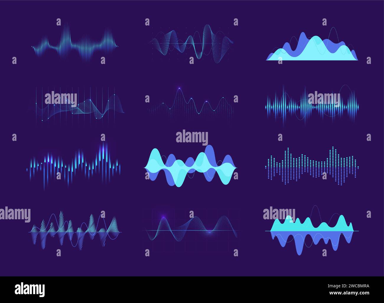 Colorful sound waves. Music rhythm and melody curve, audio waveforms ...