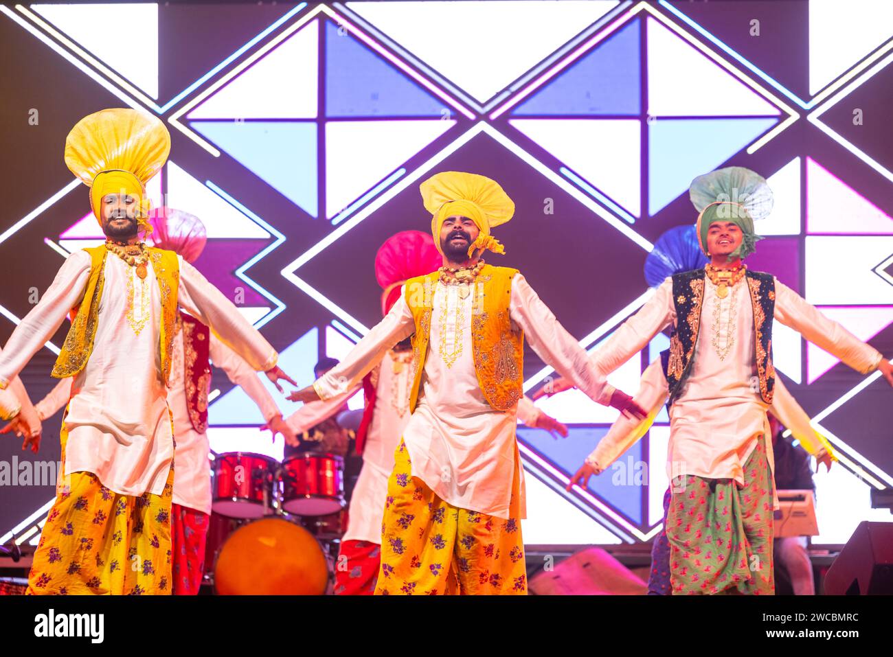 Group of punjabi artists from punjab performing bhangra dance in ...