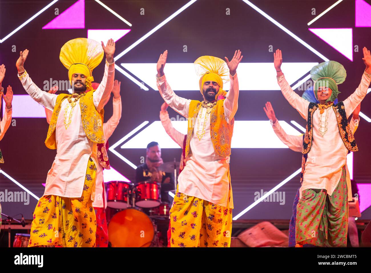 Group of punjabi artists from punjab performing bhangra dance in ...