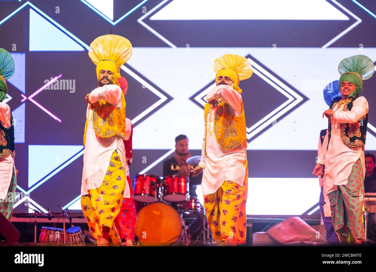 Group of punjabi artists from punjab performing bhangra dance in ...