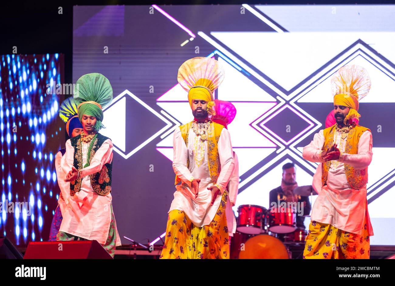 Group of punjabi artists from punjab performing bhangra dance in ...