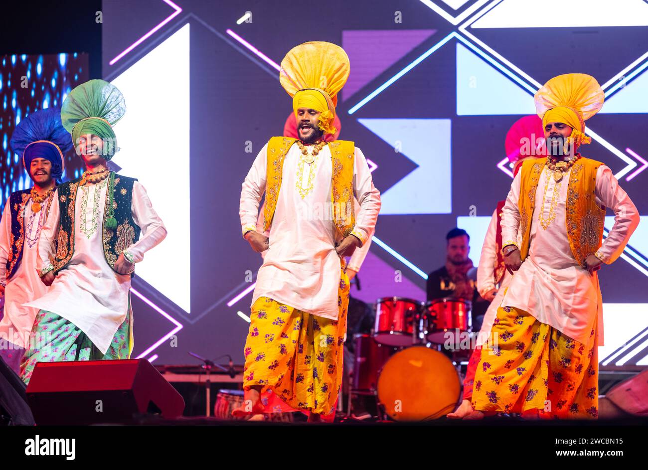 Group of punjabi artists from punjab performing bhangra dance in ...