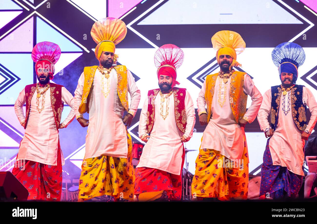 Group of punjabi artists from punjab performing bhangra dance in ...