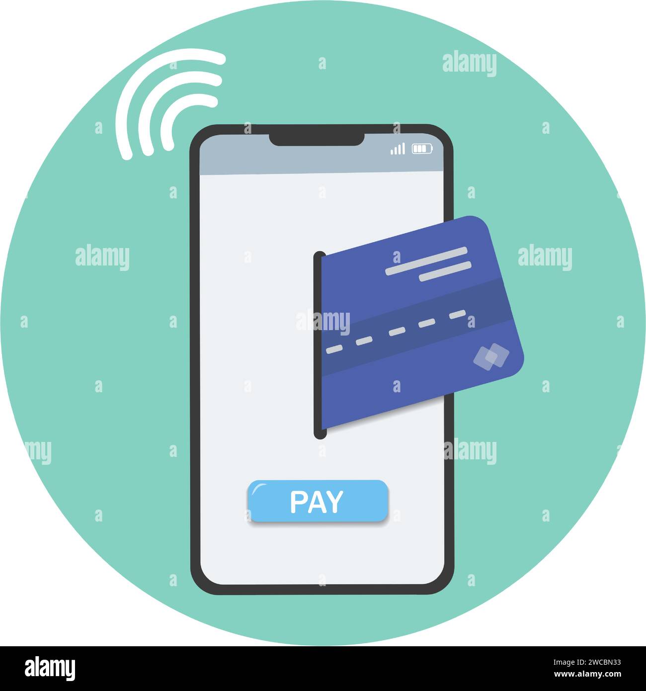 Mobile shopping. NFC payment. Smartphone with online payment. Credit ...