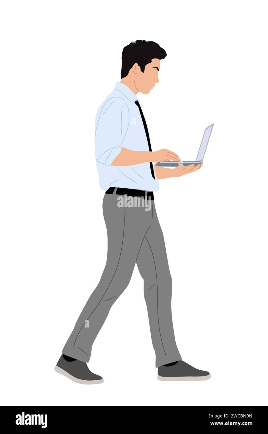 Business man character working on laptop vector Stock Vector Image ...