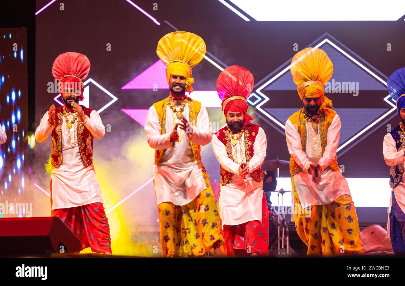 Group of punjabi artists from punjab performing bhangra dance in ...