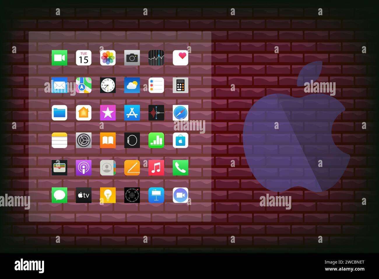 Iphone 15. Apple mockup. Apple interface. Apple apps. gallery, calls, clock, weather, appstore ...