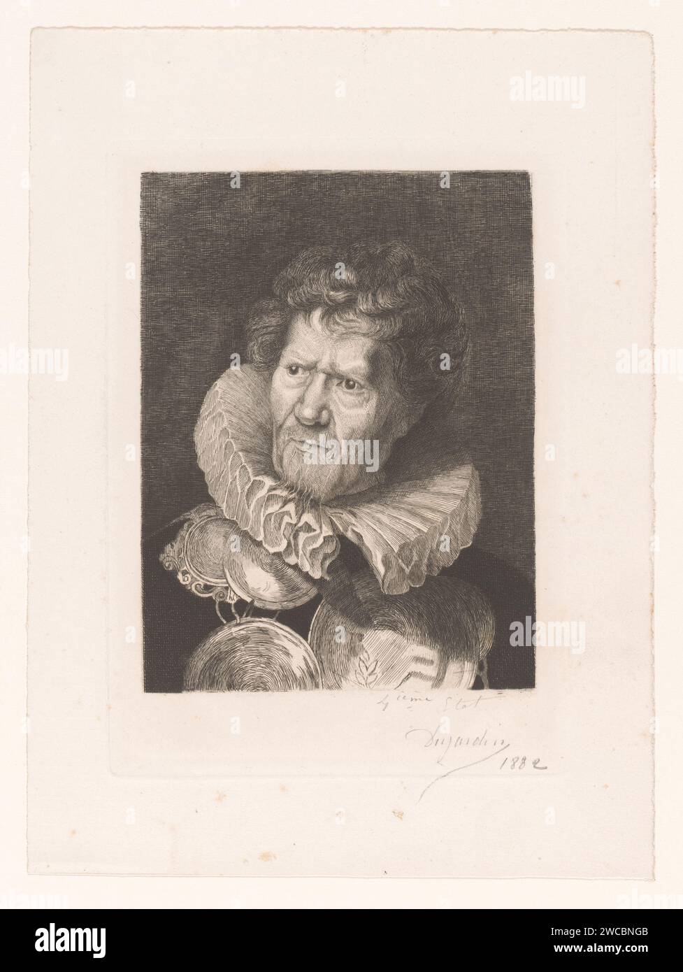 Portret van Abraham grapheus, Joseph Dujardin, after Cornelis De you, 1882 print paper etching ...