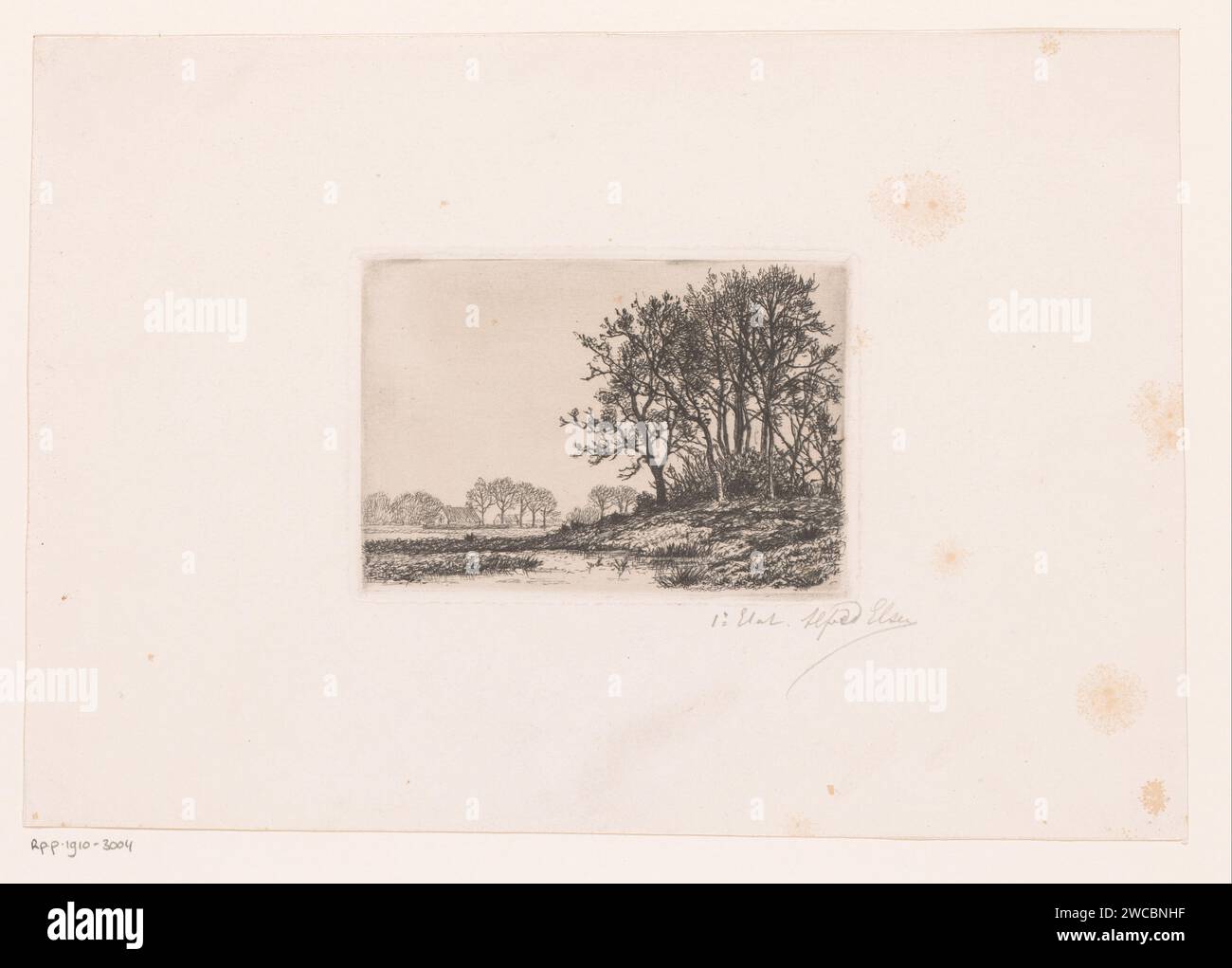 Landscape with trees on a hill on the water, Alfred Elsen, 1860 - 1910 ...