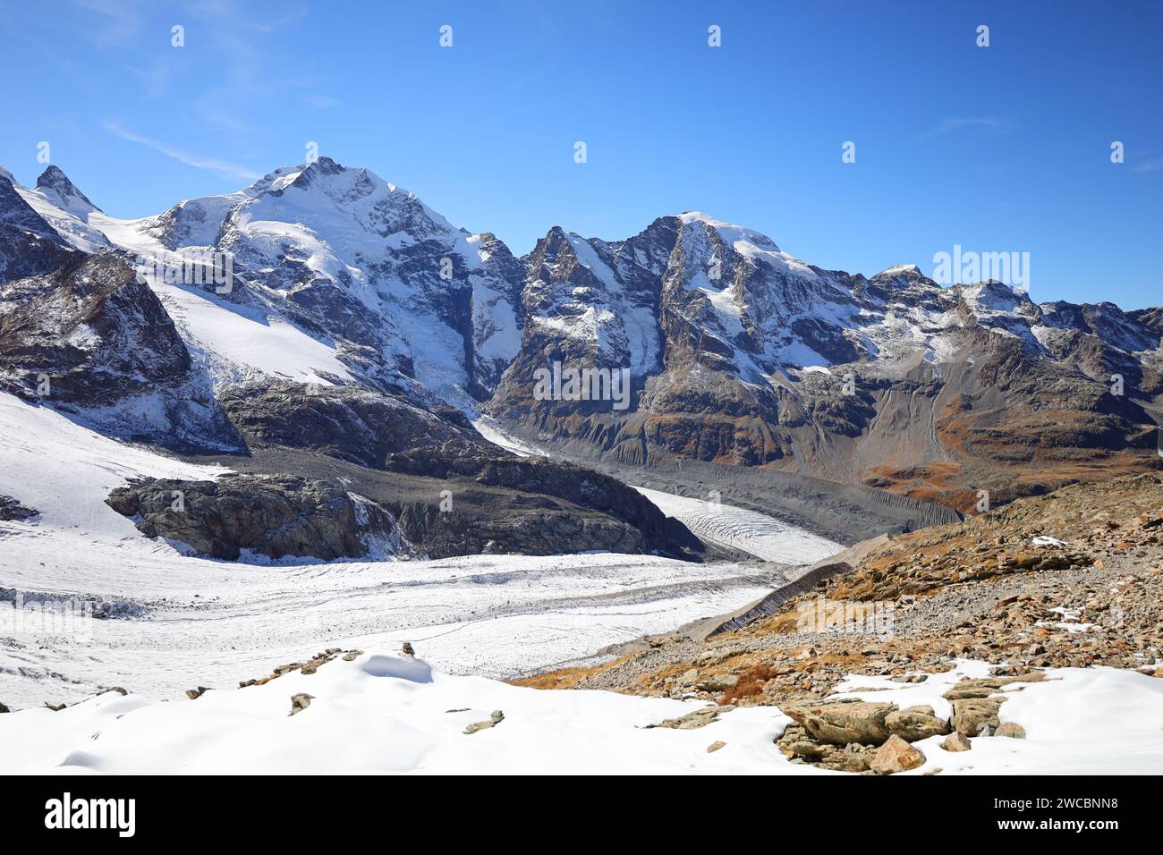 The Morteratsch Glacier is the largest glacier by area in the Bernina ...