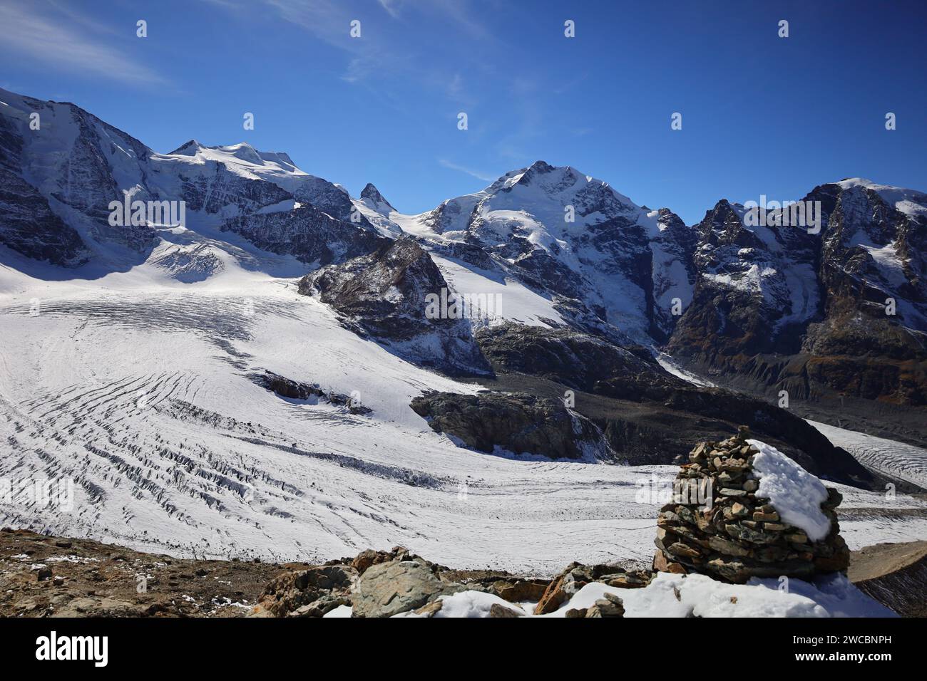 The Morteratsch Glacier is the largest glacier by area in the Bernina ...