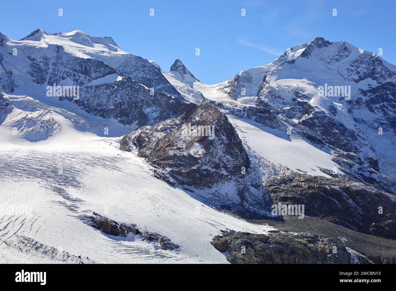The Morteratsch Glacier is the largest glacier by area in the Bernina ...