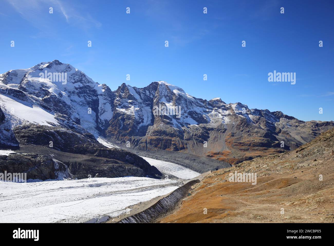 The Morteratsch Glacier is the largest glacier by area in the Bernina ...
