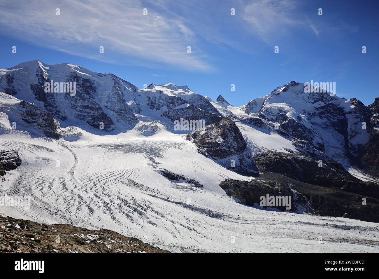 The Morteratsch Glacier is the largest glacier by area in the Bernina ...