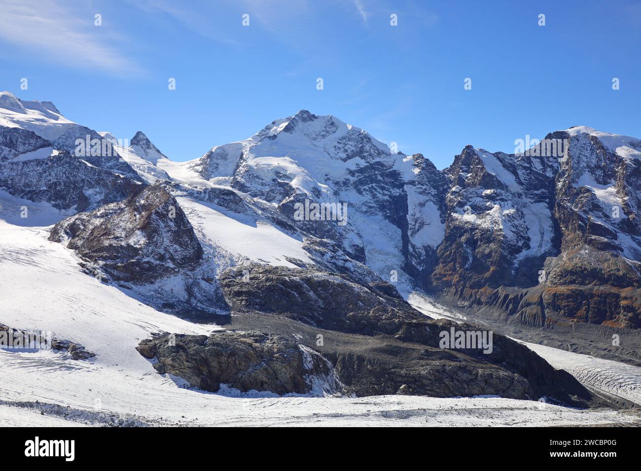 The Morteratsch Glacier is the largest glacier by area in the Bernina ...