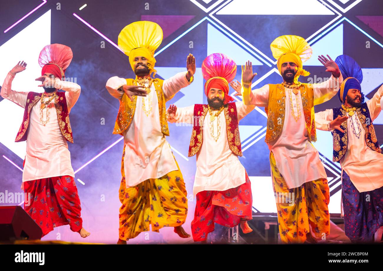 Group of punjabi artists from punjab performing bhangra dance in ...