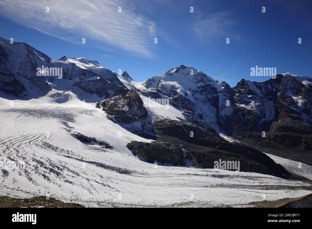 The Morteratsch Glacier is the largest glacier by area in the Bernina ...