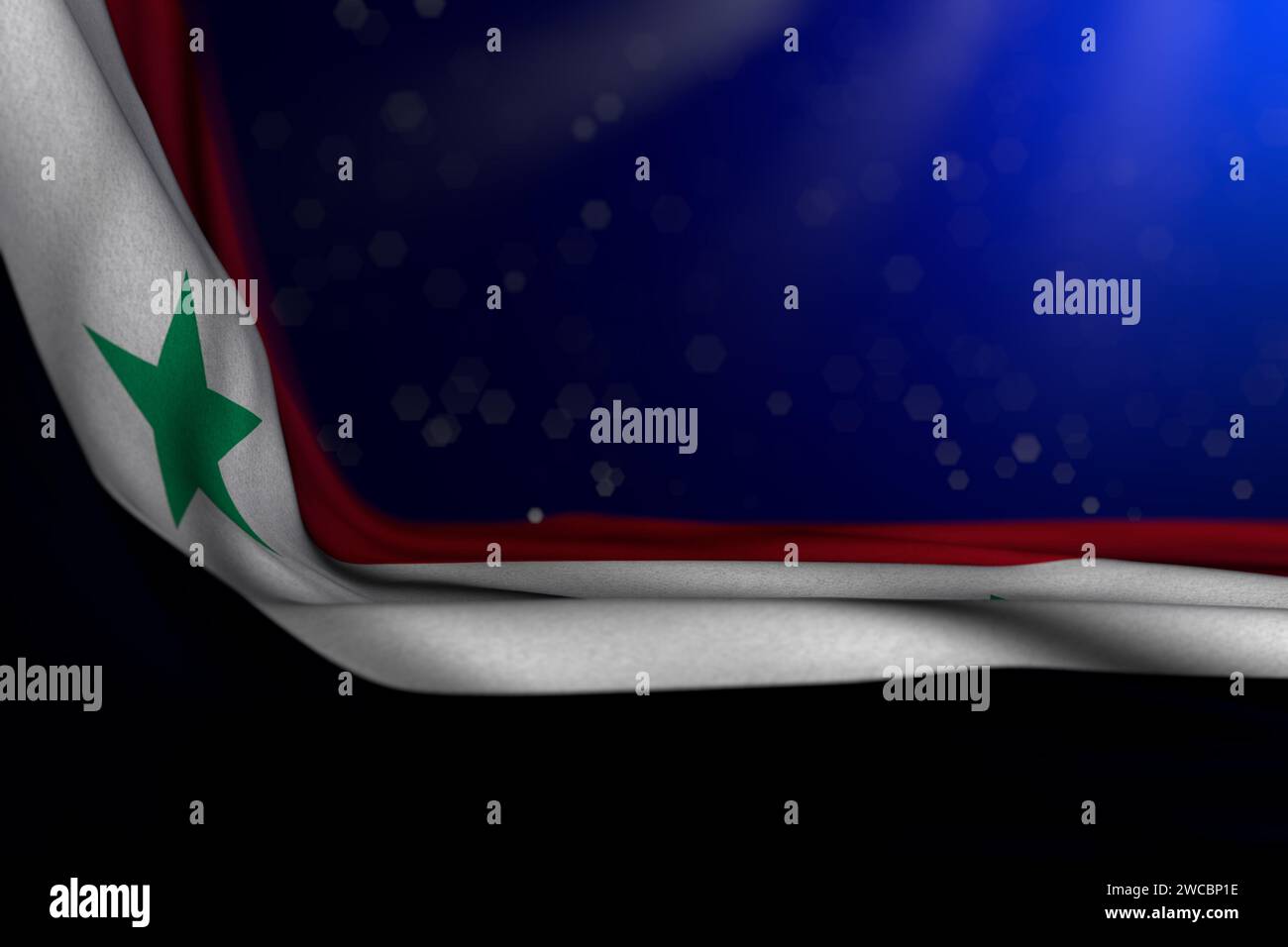 wonderful dark illustration of Syrian Arab Republic flag lying flat ...