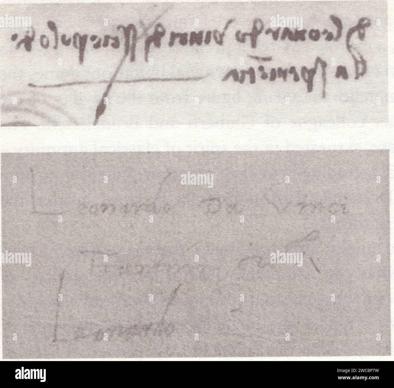 LEONARDO DA VINCI. TWO SIGNATURES. WRITTEN IN HIS MIRROR-SCRIPT ...