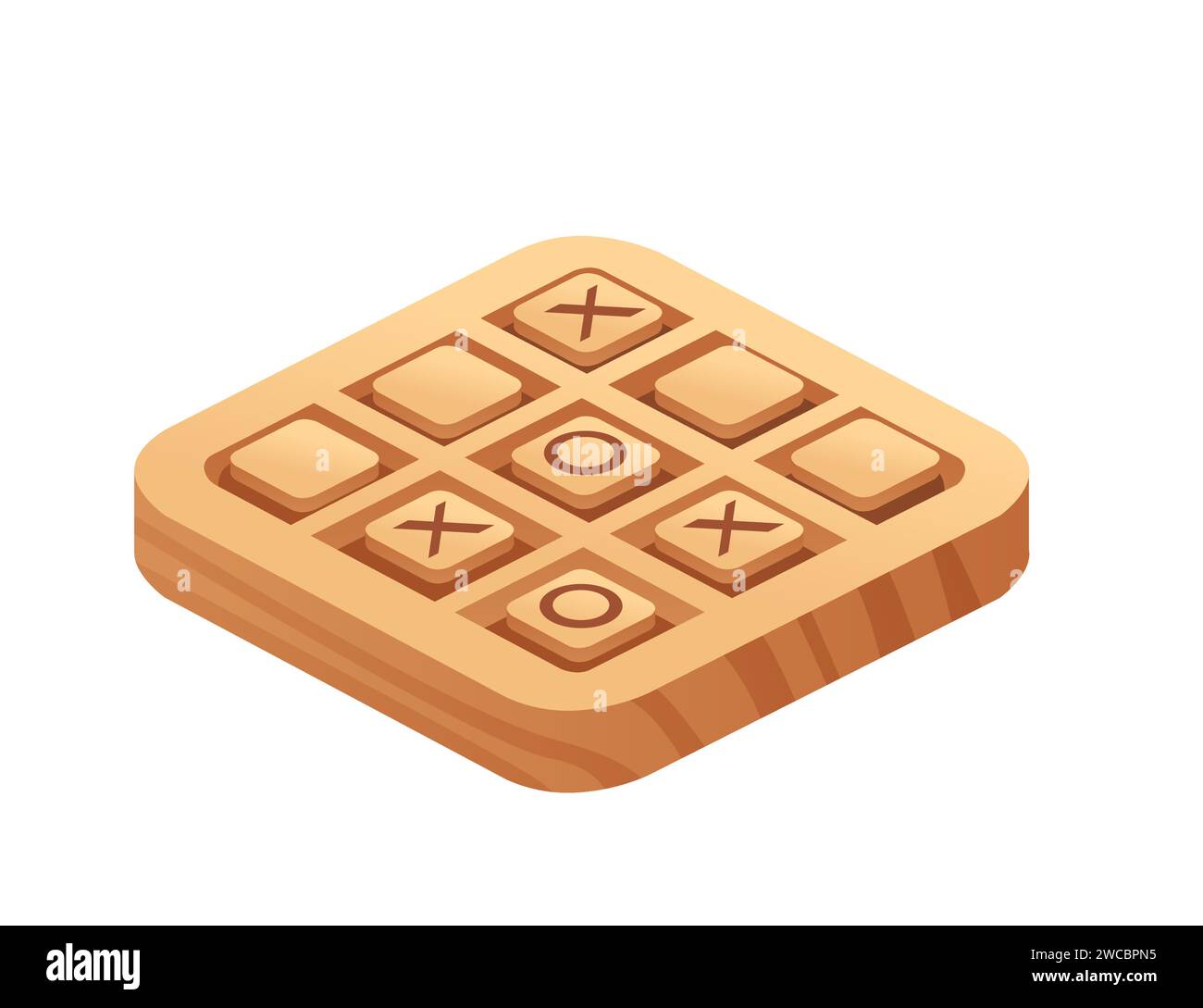 Tic tac toe in wooden board vector illustration isolated on white ...