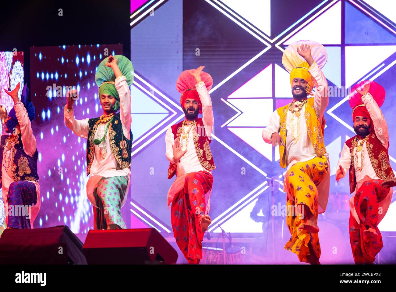 Group of punjabi artists from punjab performing bhangra dance in ...