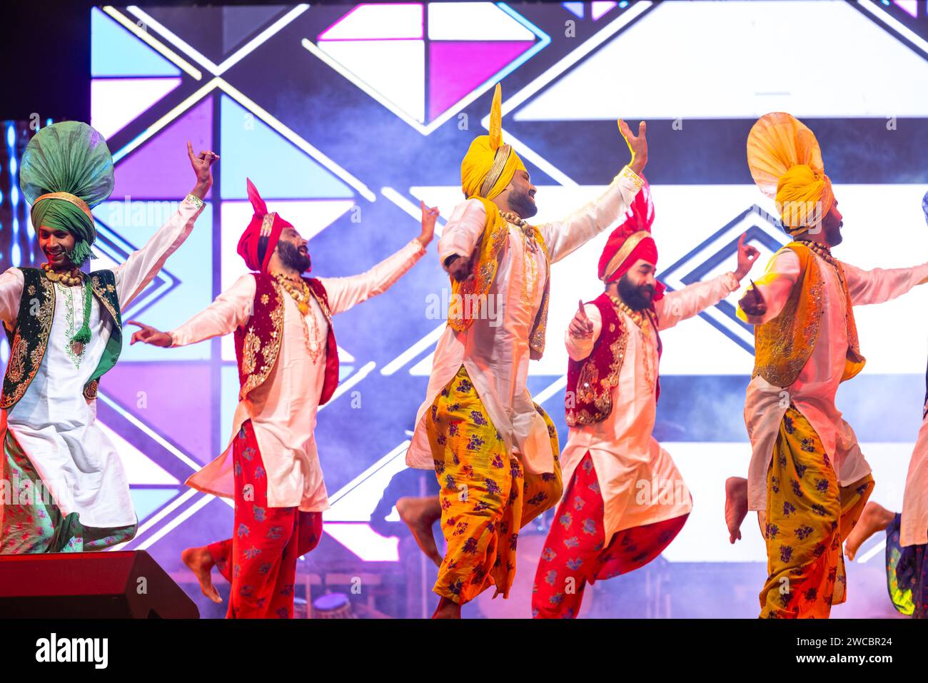 Group of punjabi artists from punjab performing bhangra dance in ...