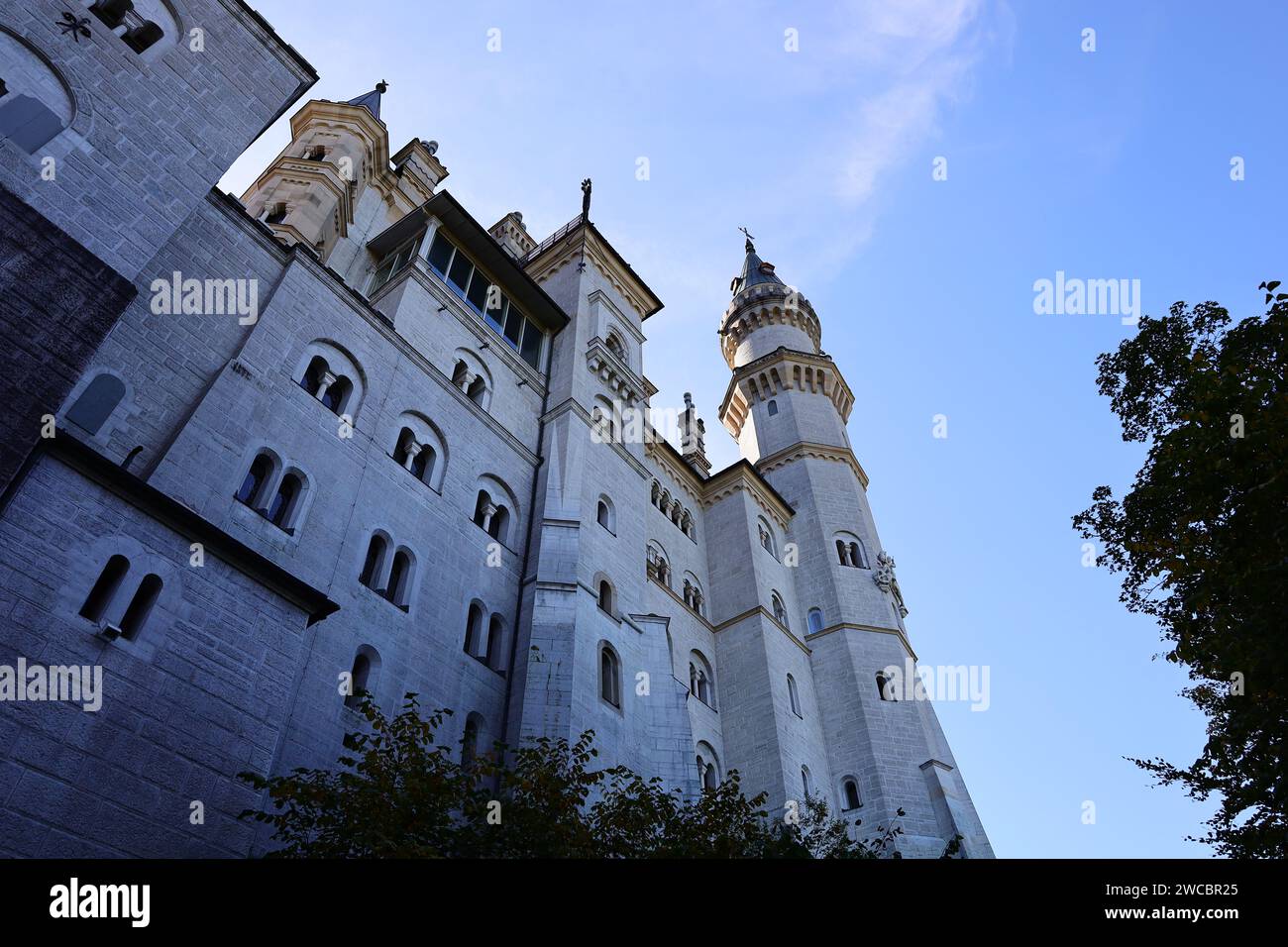 Neuschwanstein Castle is a 19th-century historicist palace on a rugged ...