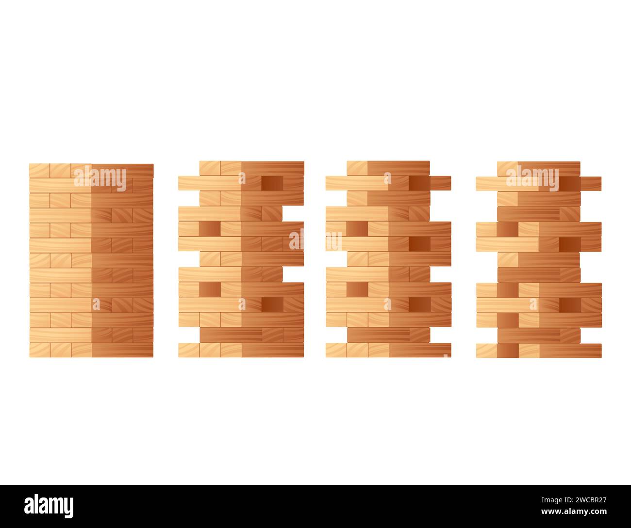 Jenga game made from wooden bricks vector illustration isolated on ...