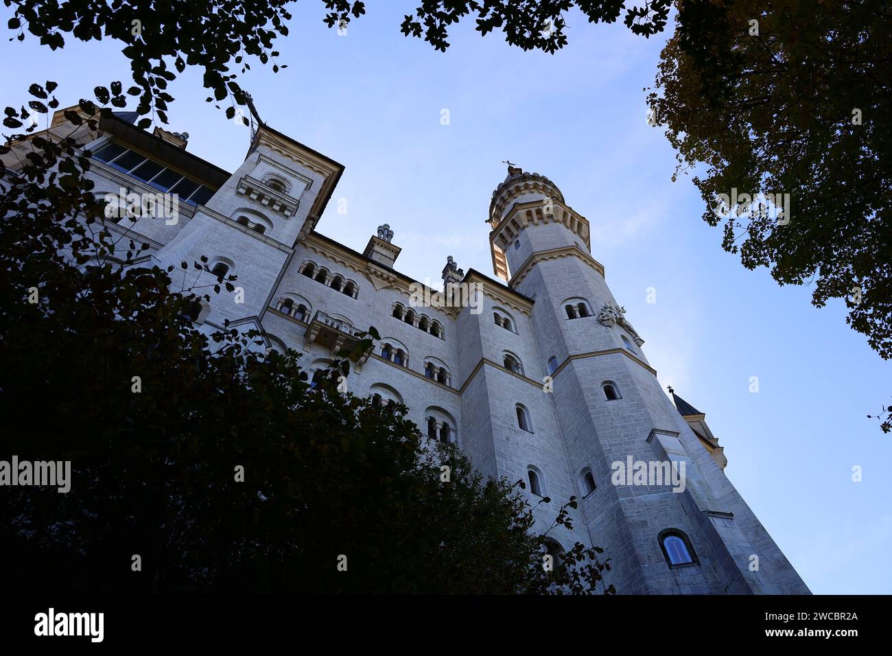 Neuschwanstein Castle is a 19th-century historicist palace on a rugged ...
