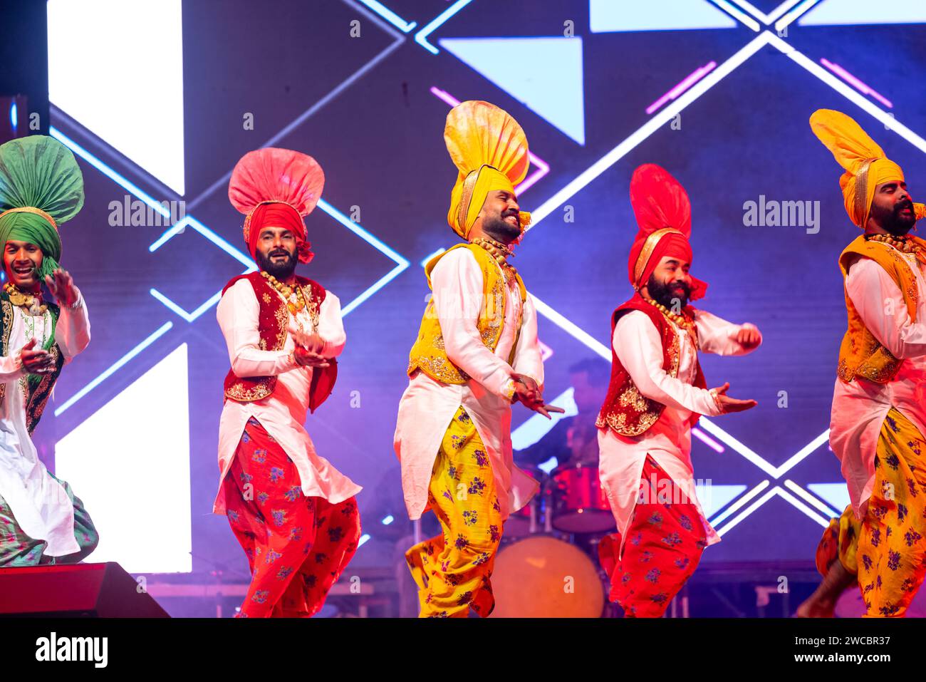Group of punjabi artists from punjab performing bhangra dance in ...