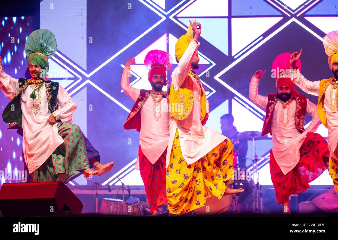Group of punjabi artists from punjab performing bhangra dance in ...