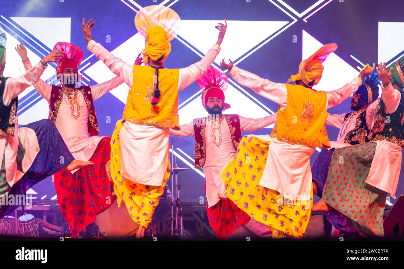 Group of punjabi artists from punjab performing bhangra dance in ...
