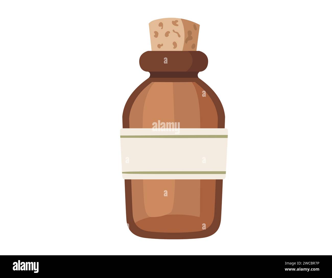 Transparent brown glass bottle vector illustration isolated on white ...