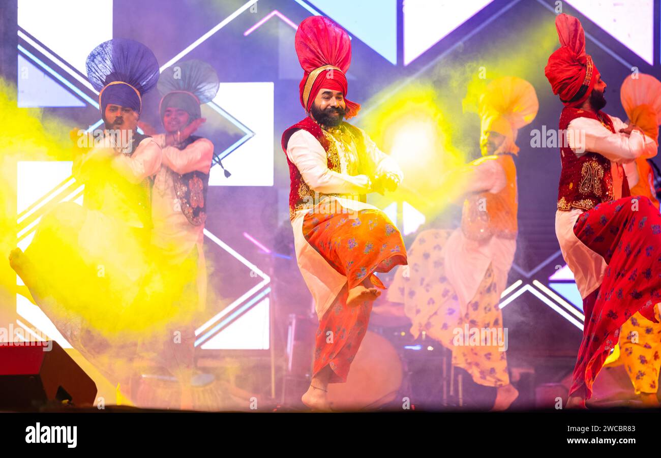 Group of punjabi artists from punjab performing bhangra dance in ...