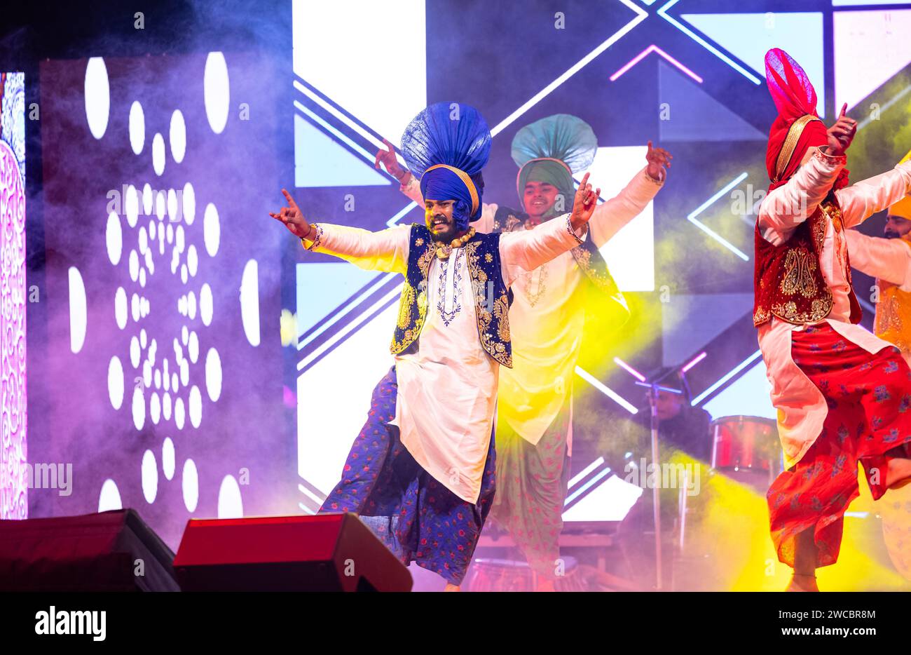 Group of punjabi artists from punjab performing bhangra dance in ...