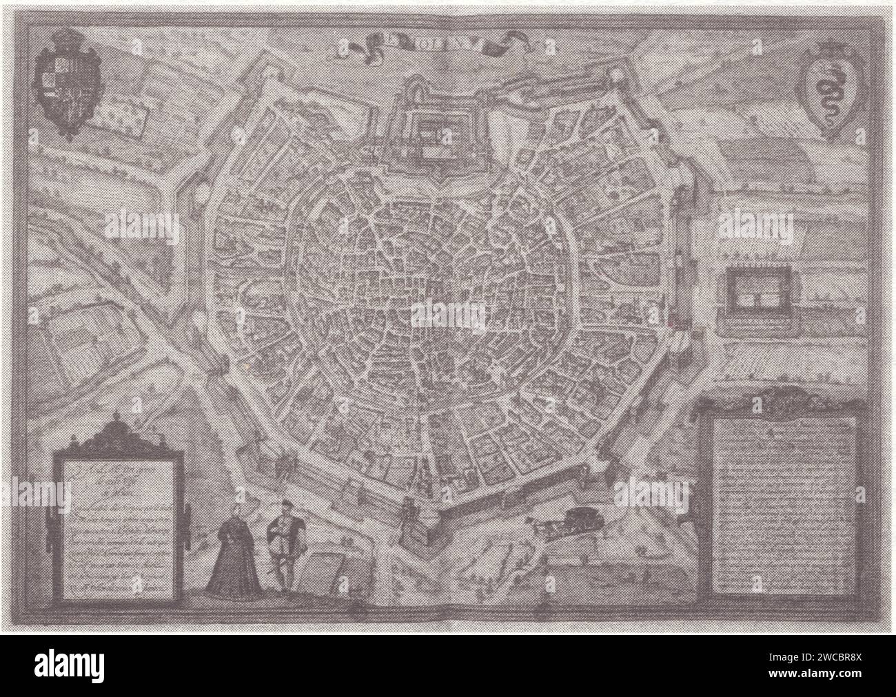 ENGRAVED MAP OF MILAN BY JOSEPH HOEFNAGEL.1572 Stock Photo - Alamy