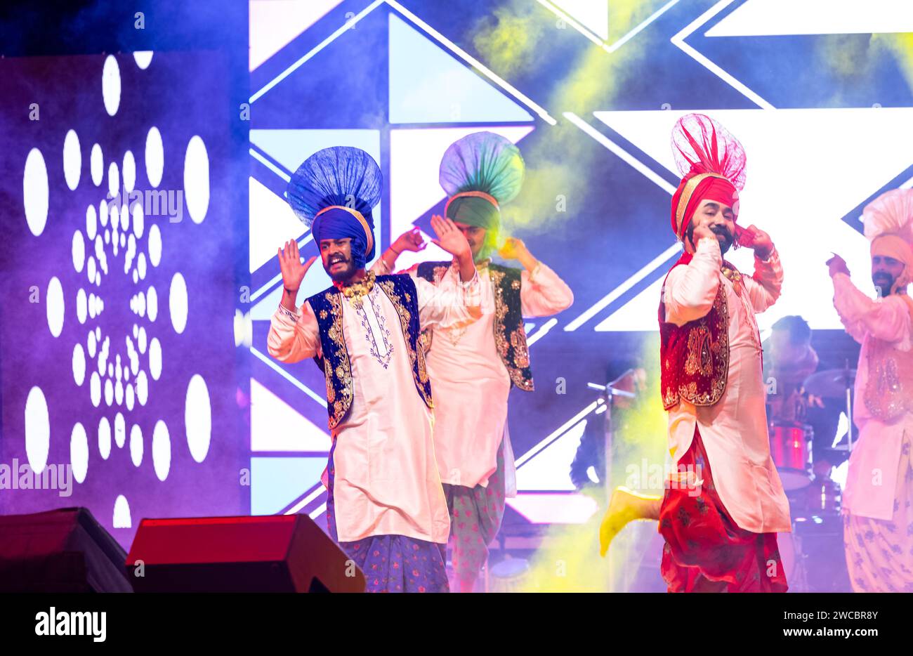 Group of punjabi artists from punjab performing bhangra dance in ...