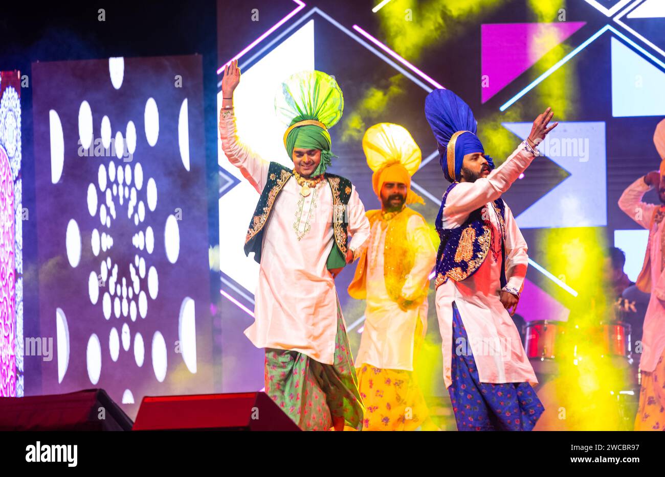 Group of punjabi artists from punjab performing bhangra dance in ...