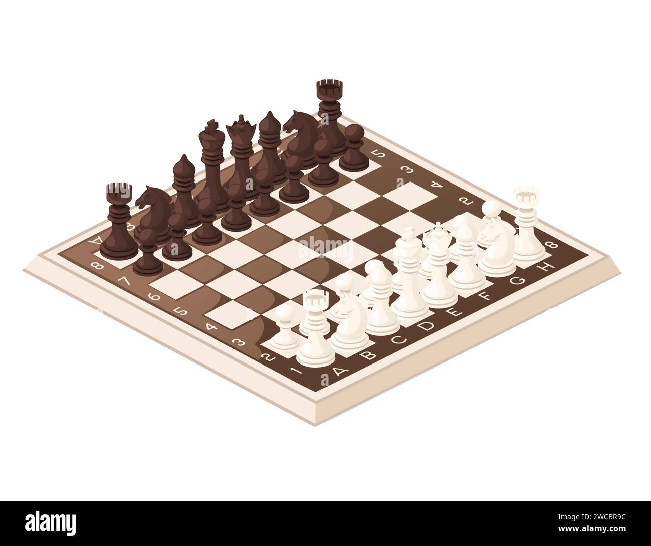 Classic chessboard and set of white and black chess figure vector ...