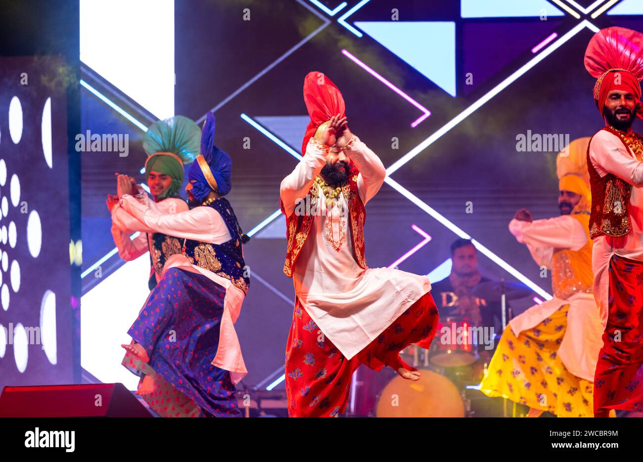 Group of punjabi artists from punjab performing bhangra dance in ...