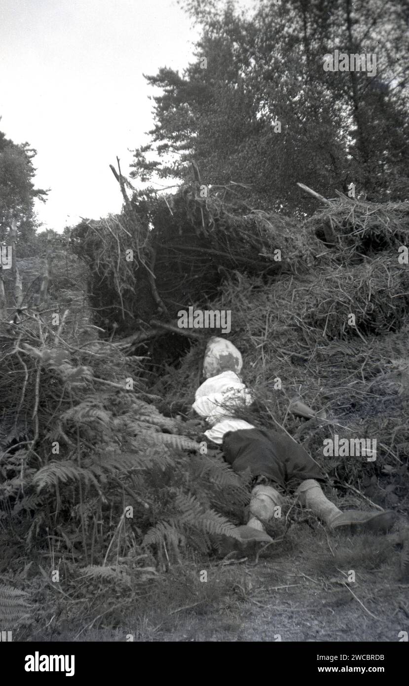 1940, historical, Deadwood Dick, scout camp, dummy dressed up like ...