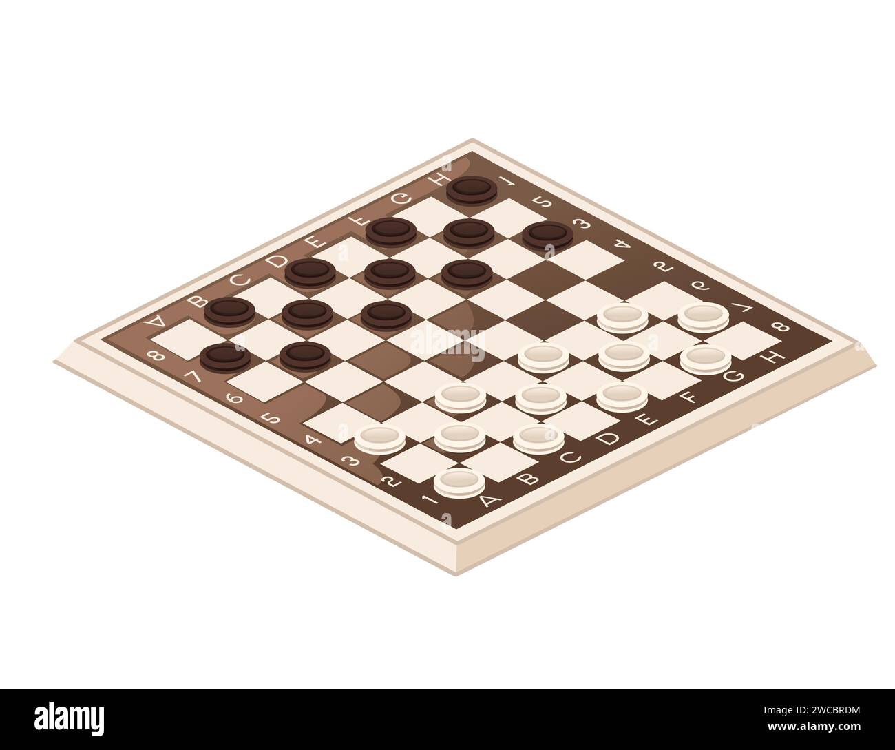 Classic checkers with folding board-box vector illustration isolated on ... Classic checkers with folding board-box vector illustration isolated on ...