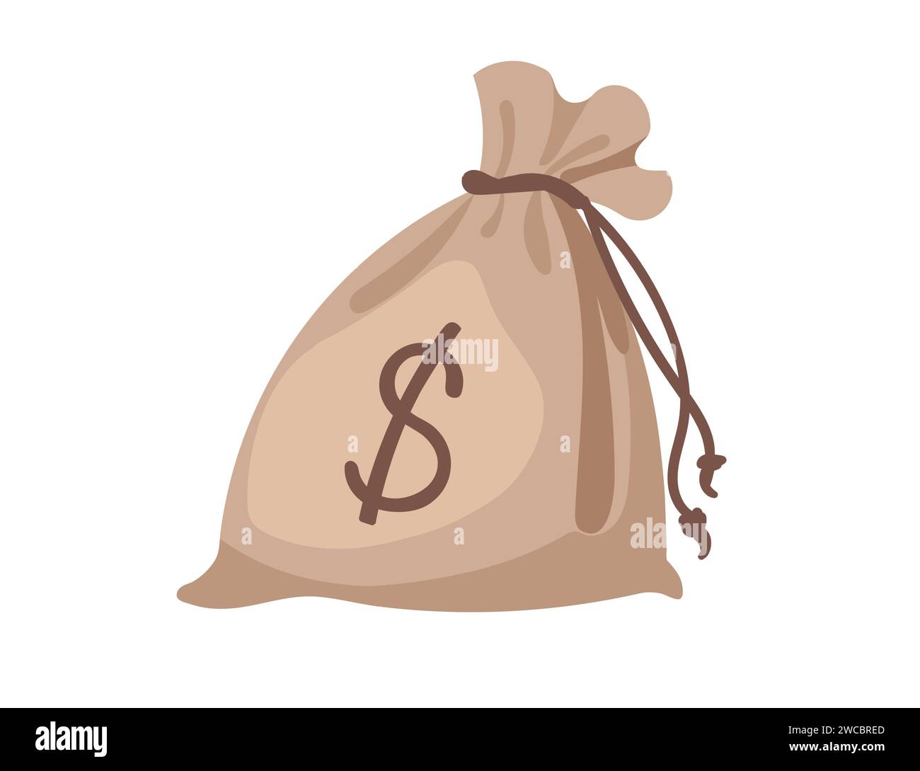 Cloth moneybag with dollar sign and rope vector illustration isolated ...