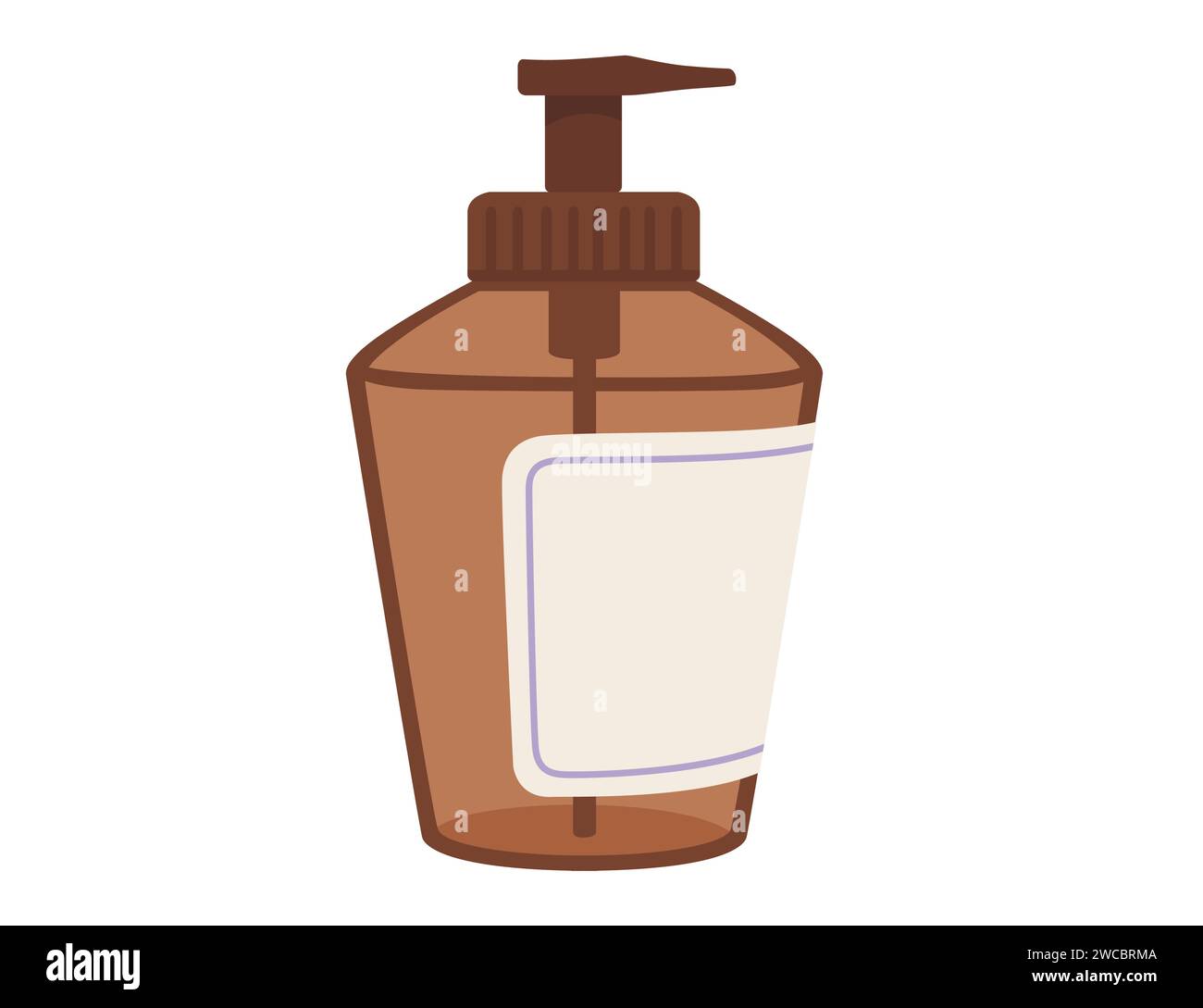 Transparent brown glass bottle with pump vector illustration isolated ...