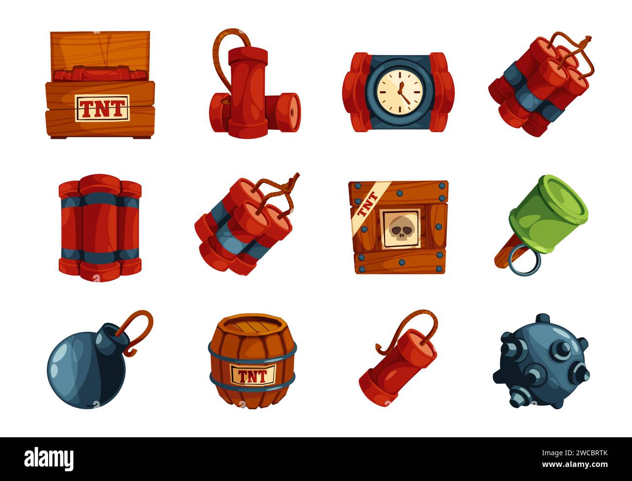 Cartoon game dynamite. Firecracker sticks and military explosive ...