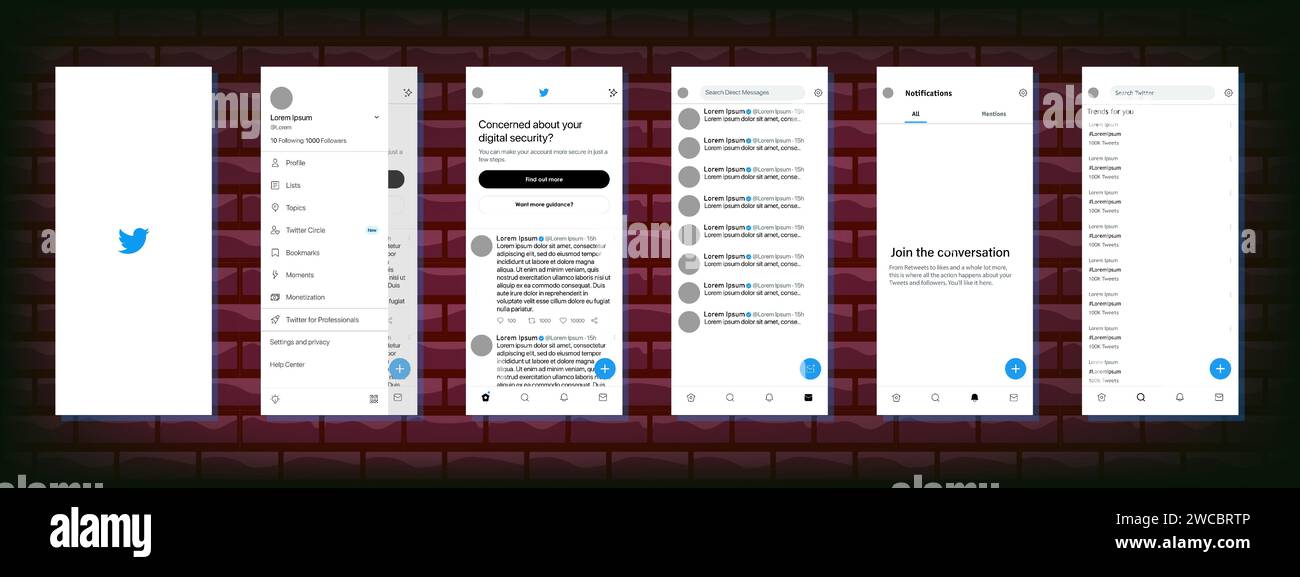 Twitter mobile interface. Twitter screen social media, social network ...