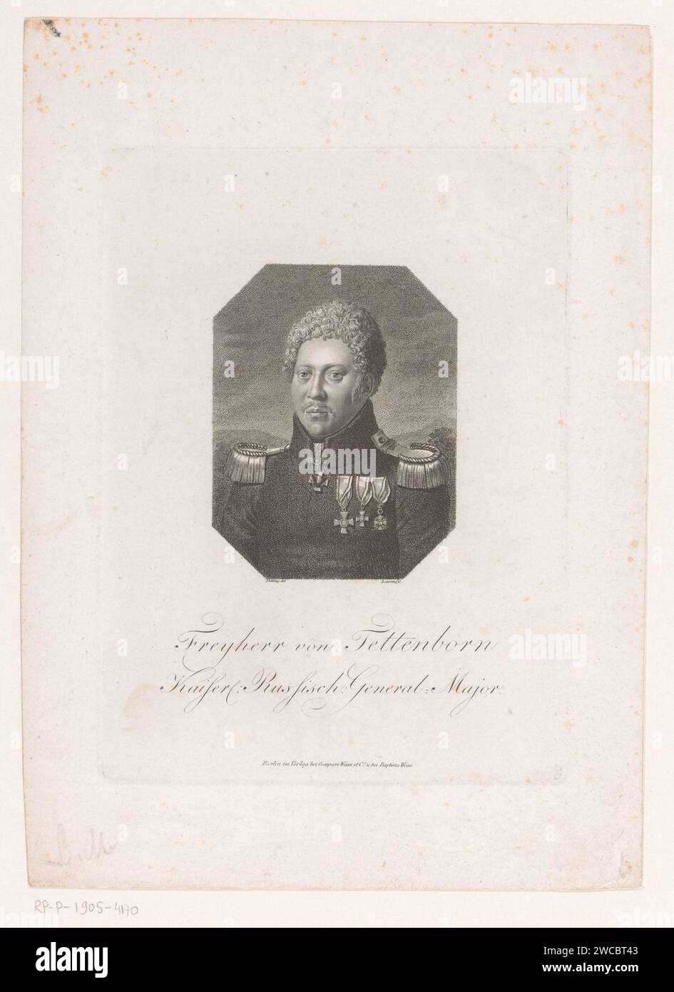 PortraT van Friedrich Carl von Tettenborn, Johann Daniel Laurenz (II), after Heinrich Anton ...