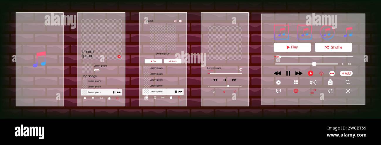 Apple music interface. Music app. Application template on Iphone mockup ...