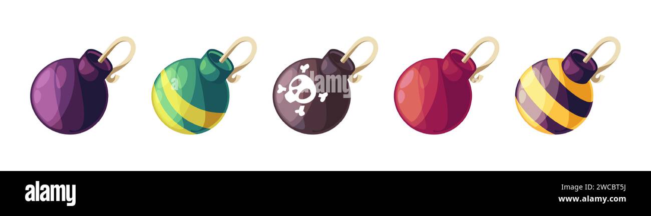 Game bomb ui icon. Cartoon explosives game asset, comic kit of bomb ...